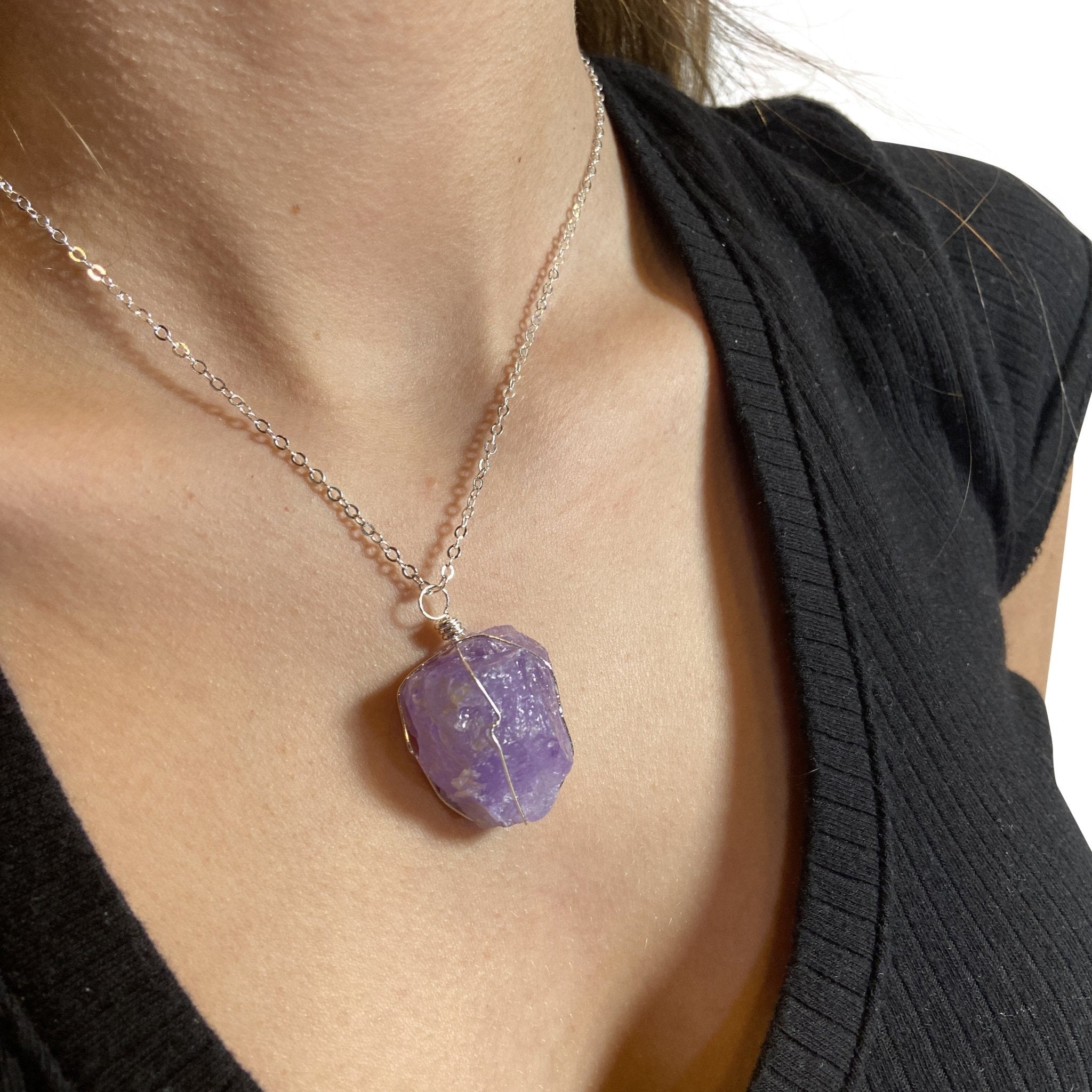 Wire wrapped amethyst necklace store