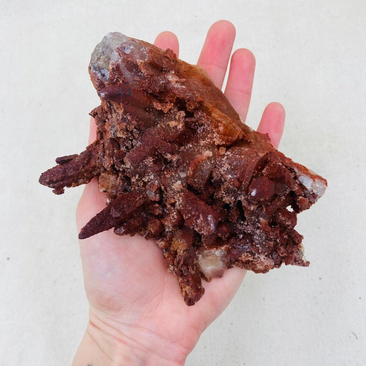 488g Red Calcite Point Cluster | East Meets West USA