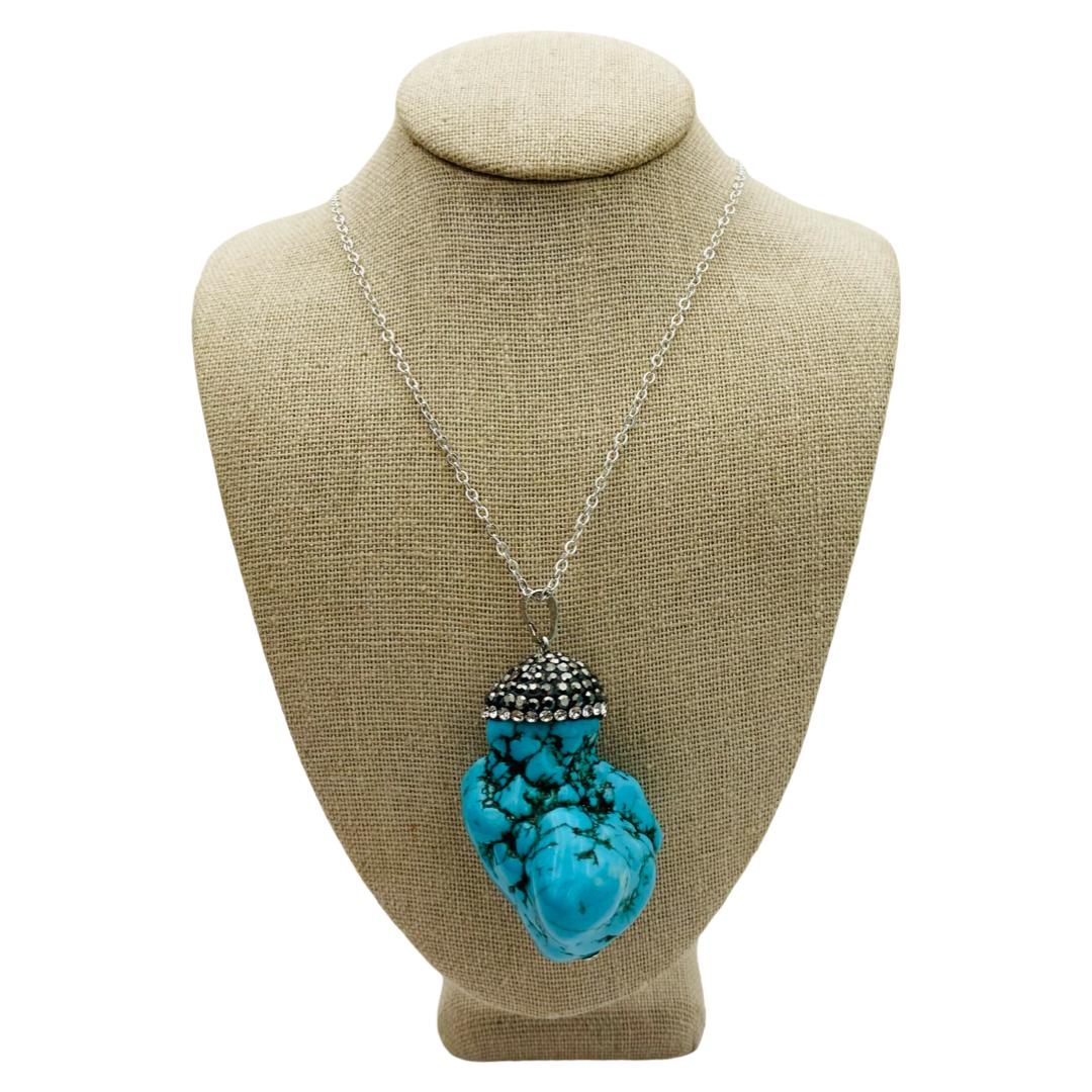 Faceted Cap Turquoise Nugget Necklace | East Meets West USA