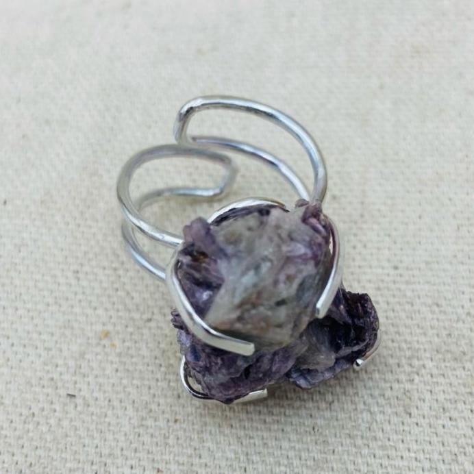 Natural Cut Lepidolite Ring | East Meets West USA